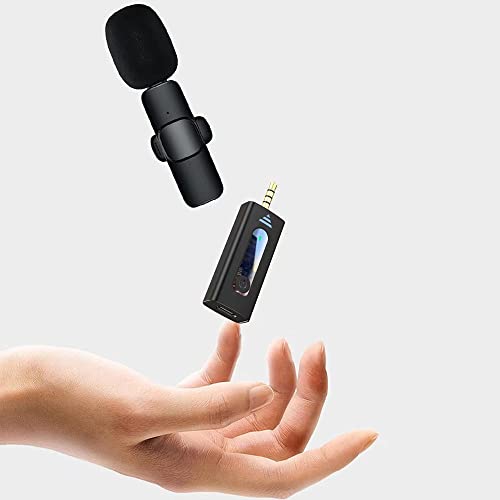 Futoice K35 Wireless Lavalier Microphone - Intelligent Noise Reduction Black Small Microphone with USB Cable for Video Vlog Podcast Outdoor Live Broadcast Interview Radio (Two Microphones & Receiver)