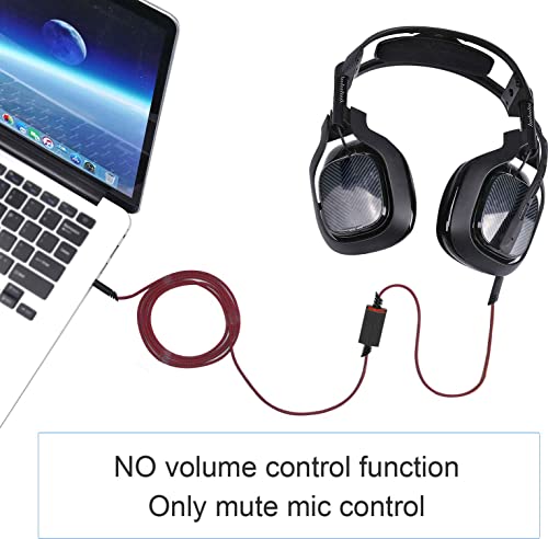 MQDITH 2.0M Replacement Audio Cable Compatible with Astro A40 A40TR Gaming Headset, Inline Mute Wire and No Volume Control Cord (Nylone Cord, Red/Black)