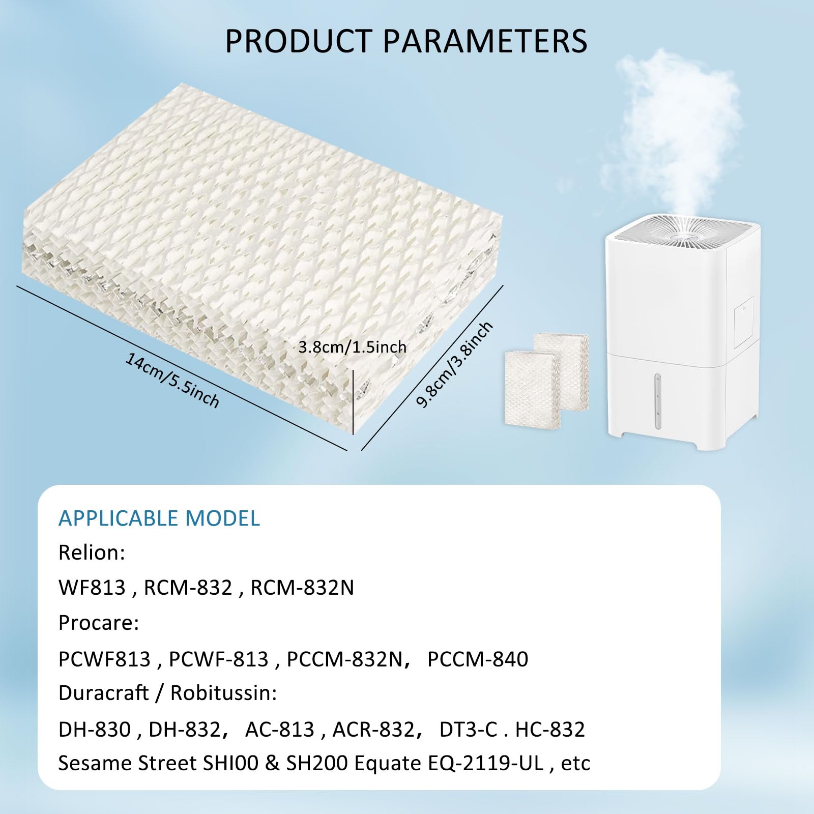 HNRLOY Wf813 Humidifier Filter Replacement for Equate Relion Rcm-832 Eqwf813 Pcwf813 Rwf813 Eq-2119-Ul Wick Cool Equate Humidifier Filters Replacement (6 Pack)
