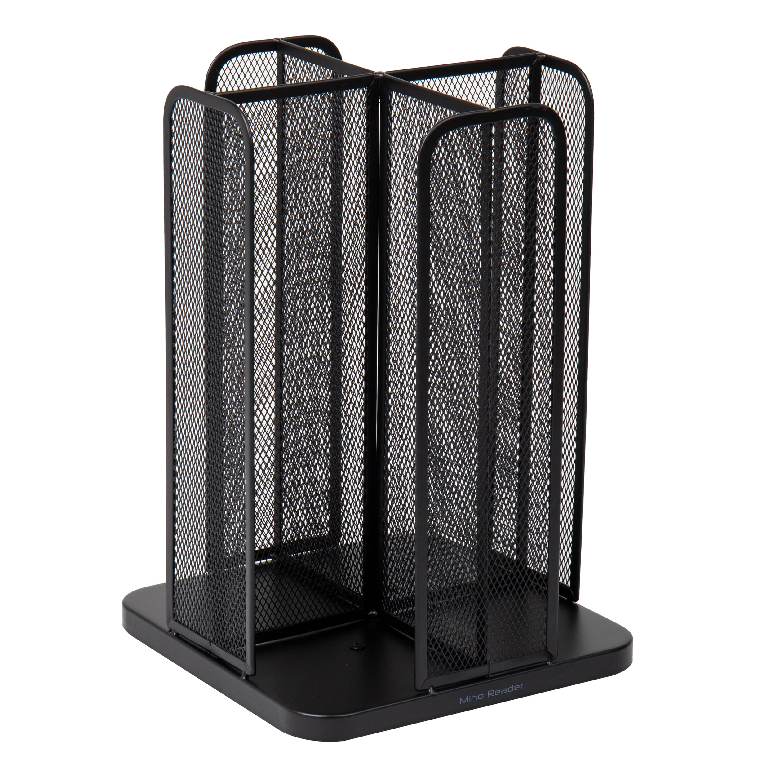 Mind Reader Carousel 4 Compartment Cup and Lid Organizer, Black Mesh