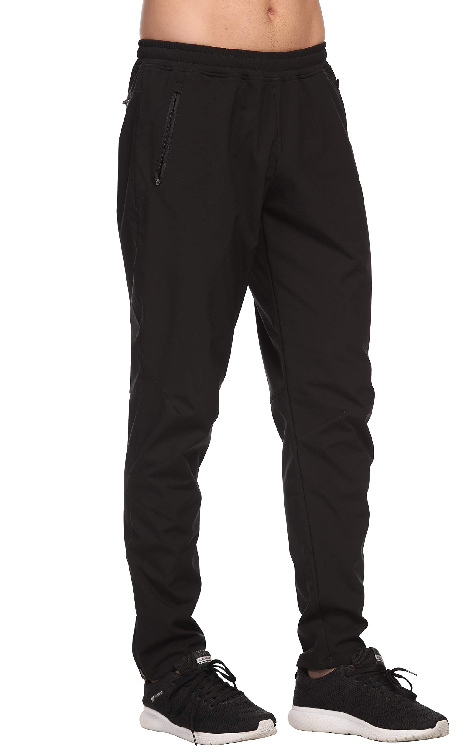 CQC Men's Fleece Cycling Bike Pants Windproof Thermal Athletic Sweatpants for Winter Outdoor Running Hiking Black M