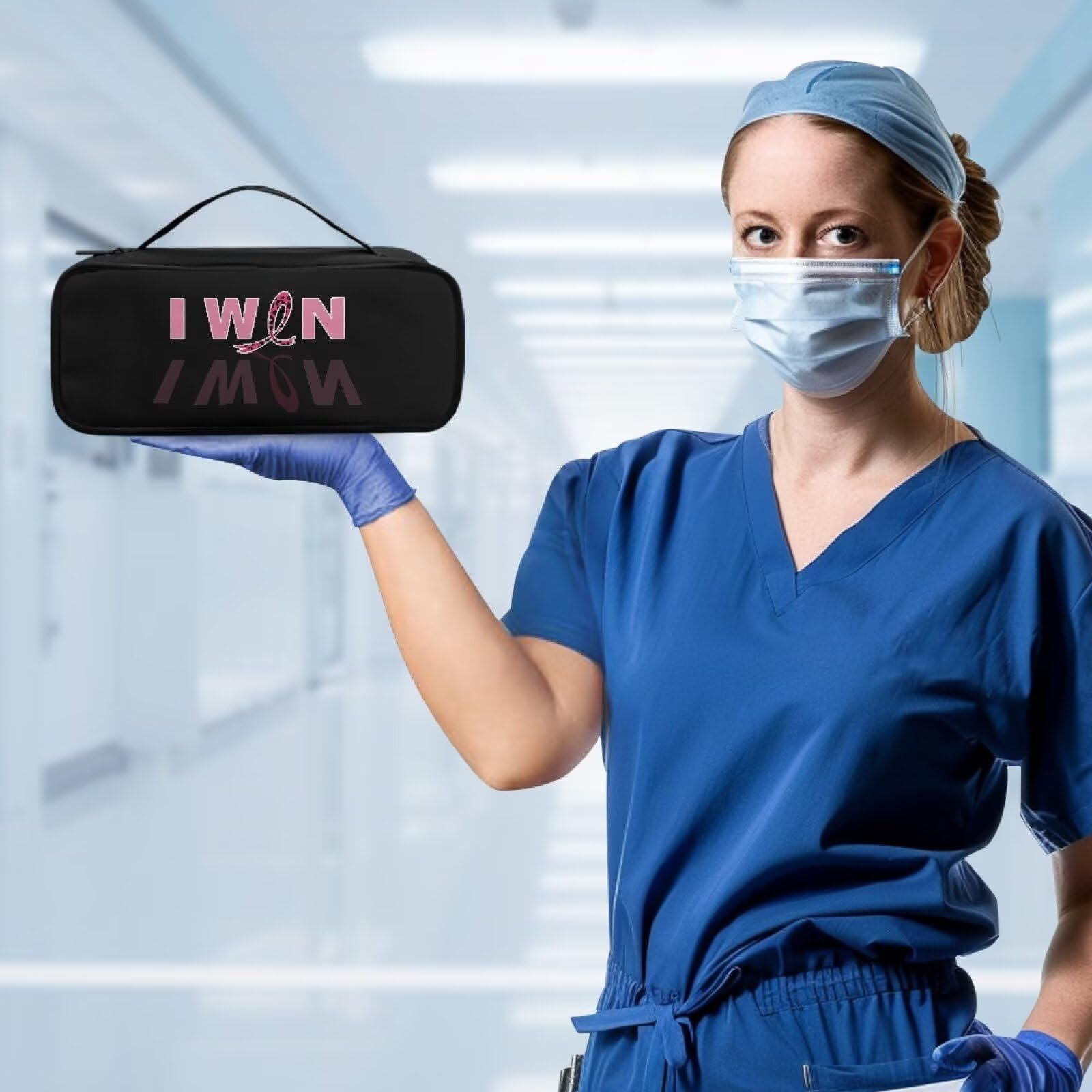 Gomyblomy Breast Cancer Awareness Stethoscope Case with Extra Mesh Pocket for Nurse Doctors, Pink Ribbon Stethoscope Storage Bag Compatible with Most Stethoscopes