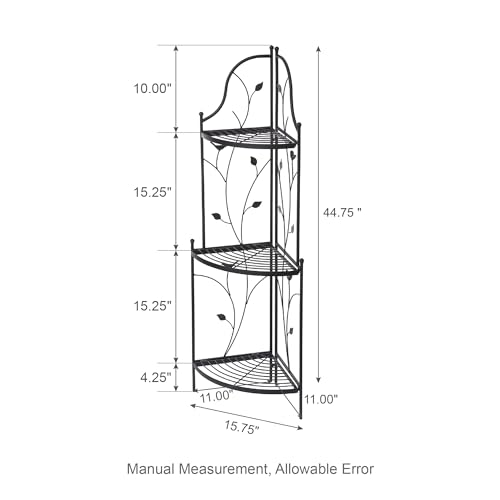 glitzhome 3-Tier Planter Shelf, Organizer Rack flower pot plant stand Indoor Outdoor Metal Planter for Garden and Home, Matte Black