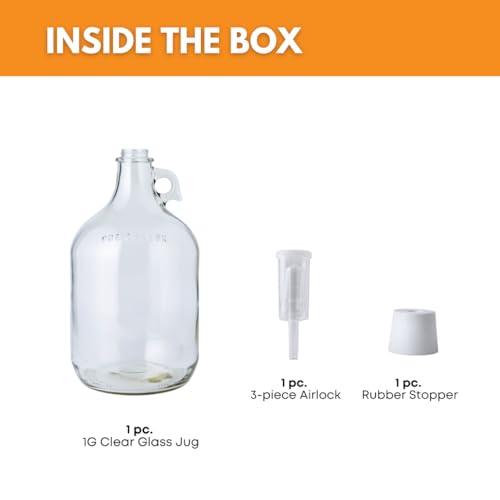 FastRack Stopper/Airlock 1 Gallon Glass Fermenter/Jug, Clear