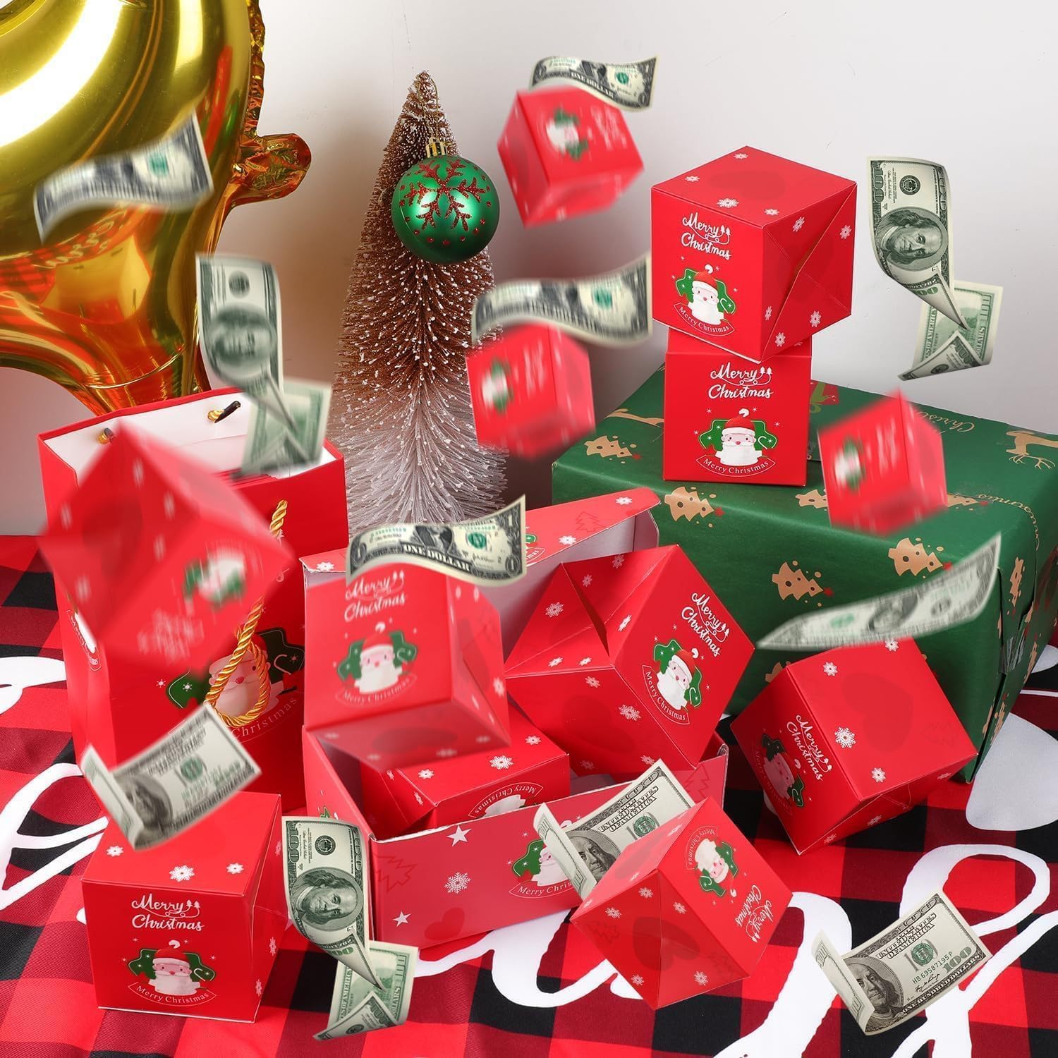 iYanoc Surprise Gift Box Explosion,Surprise Box Gift Box For Money,Funoio Gift Boxes, Funoio Surprise Gift Box Christmas, Pop Up Money Box For Cash Gift, Surprise Gift Box Set (12 Bounces)(Red)