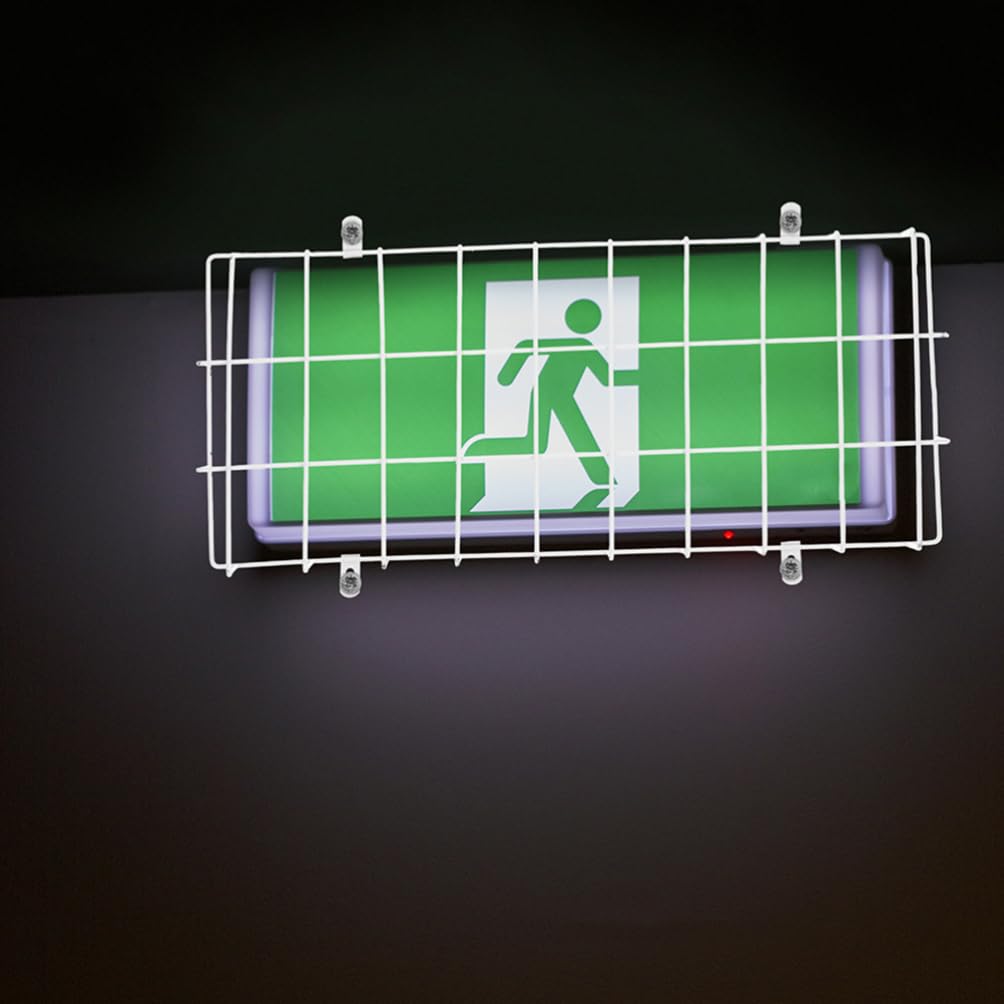 Holibanna Emergency Exit Light Wire Guard 2pcs Mount Exit Sign Damage Stopper Cage Steel Wire Guard Emergency Sign Protective Covers for School Office Gym