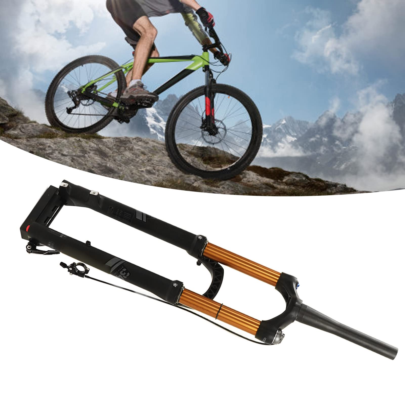 DAUERHAFT Mountain Bike Front Fork, Sturdy Stiffness Remote Lockout Aluminum Alloy Bike Suspension Fork 27.5in 175mm for Replacement