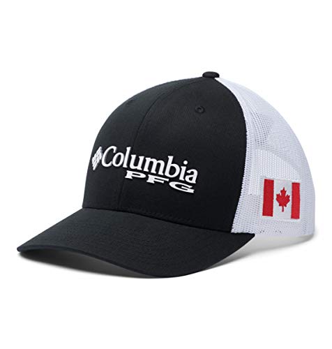 Columbia Men's PFG Mesh Snap Back Ball Cap, Black, Canada Flag, One Size