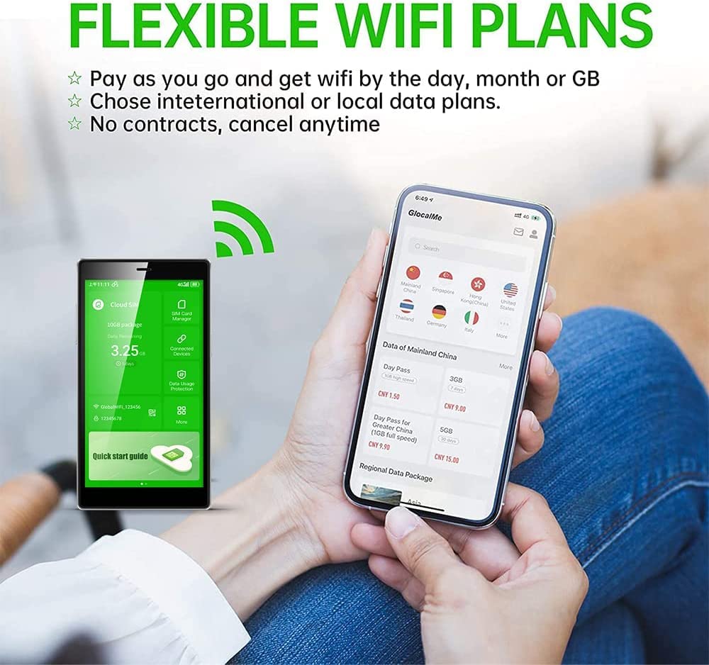 GlocalMe G4 Pro 4G LTE Mobile Hotspot Router & Protective Case, with US 8GB & Global 1.1GB Data, 5” Touch Screen LCD Display Portable WiFi Hotspot for Travel, No Contract, SIMFREE, Pocket WiFi Device