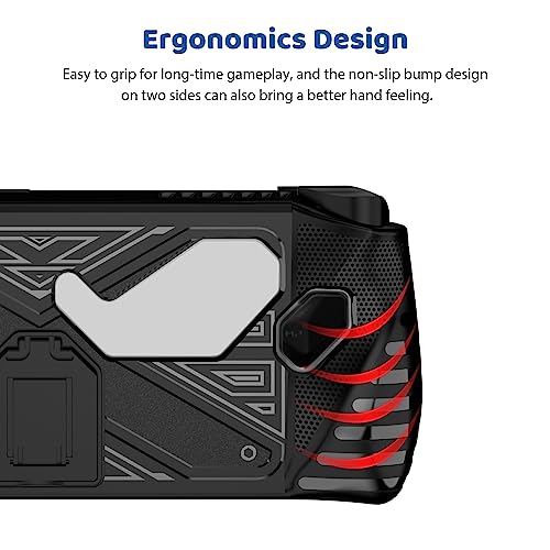 Protective Case for Rog Ally with Kickstand, DOBEWINGDELOU TPU Protector Case Cover Skin with Foldable Stand Accessories for Rog Ally Game Handheld 2023, Shockproof Non-Slip Anti-Collision Black