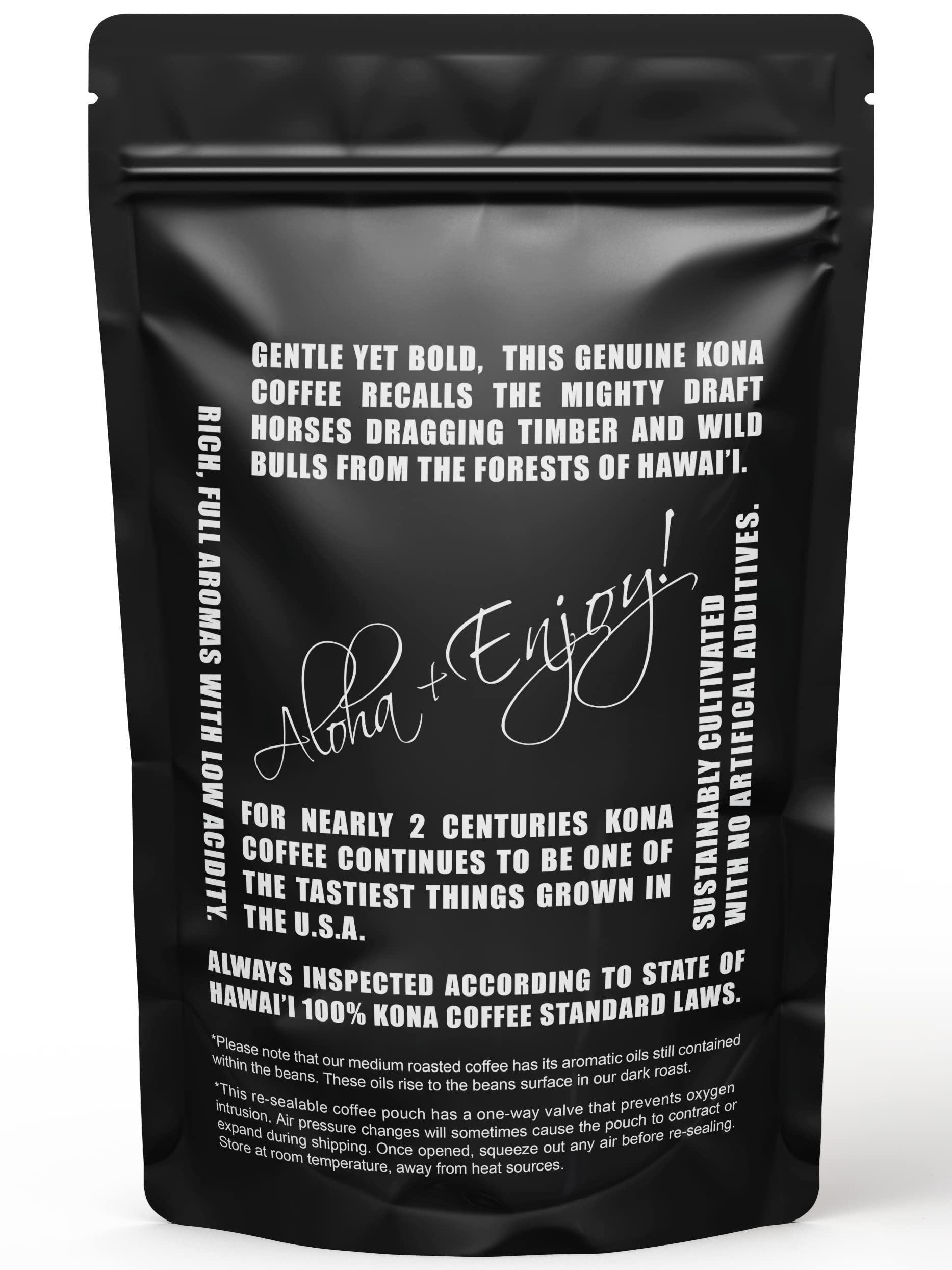 Farm-fresh: 100% Kona Coffee - Medium Roast - Arabica Whole Beans - 1 Lb or 16 oz Bag - Blue Horse 100% Kona Coffee from Hawaii