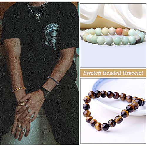 SAMOCO 1-12Pcs 8mm Stone Semi-Precious Gemstones Beaded Bracelets for Men Women Healing Crystal Stretch Beaded Bracelet Unisex