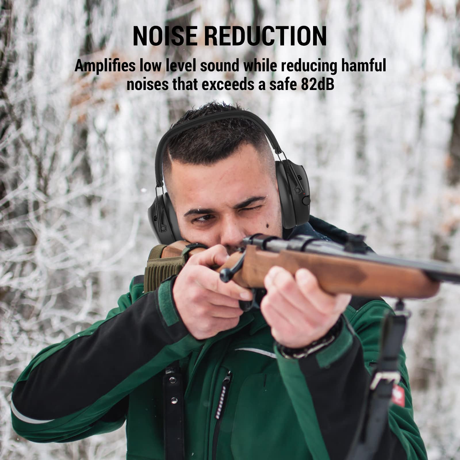 conree Shooting Ear Protection, Electronic Noise Cancelling Ear Muffs Hearing Protection, Sound Amplification Earmuffs Hearing Protector for Shooting Range, Hunting.