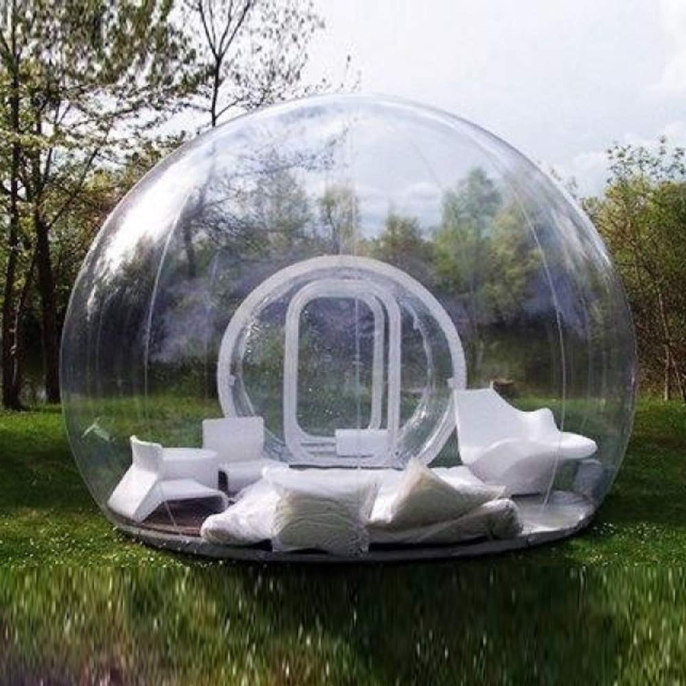 CNCEST Inflatable Bubble House, Waterproof Luxurious Transparent Outdoor Dome Single Tunnel Inflatable Bubble Tent with Blower for Camping, Music Festival, Stargazing (Transparent)