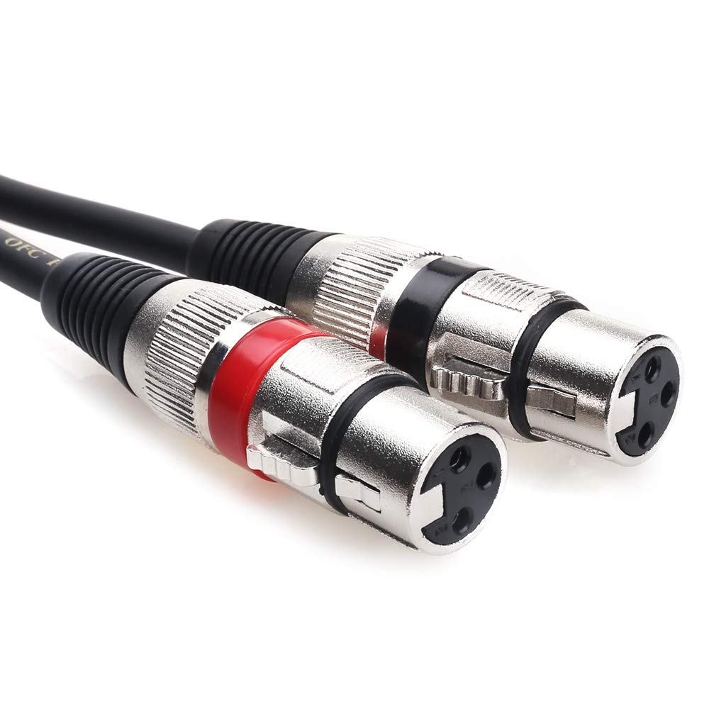 tisino Dual XLR to 3.5mm Stereo Mic Cable, 2 XLR Female to 1/8 Inch Mini Jack Y-Splitter Breakout Lead Microphone Cord - 6.6 feet