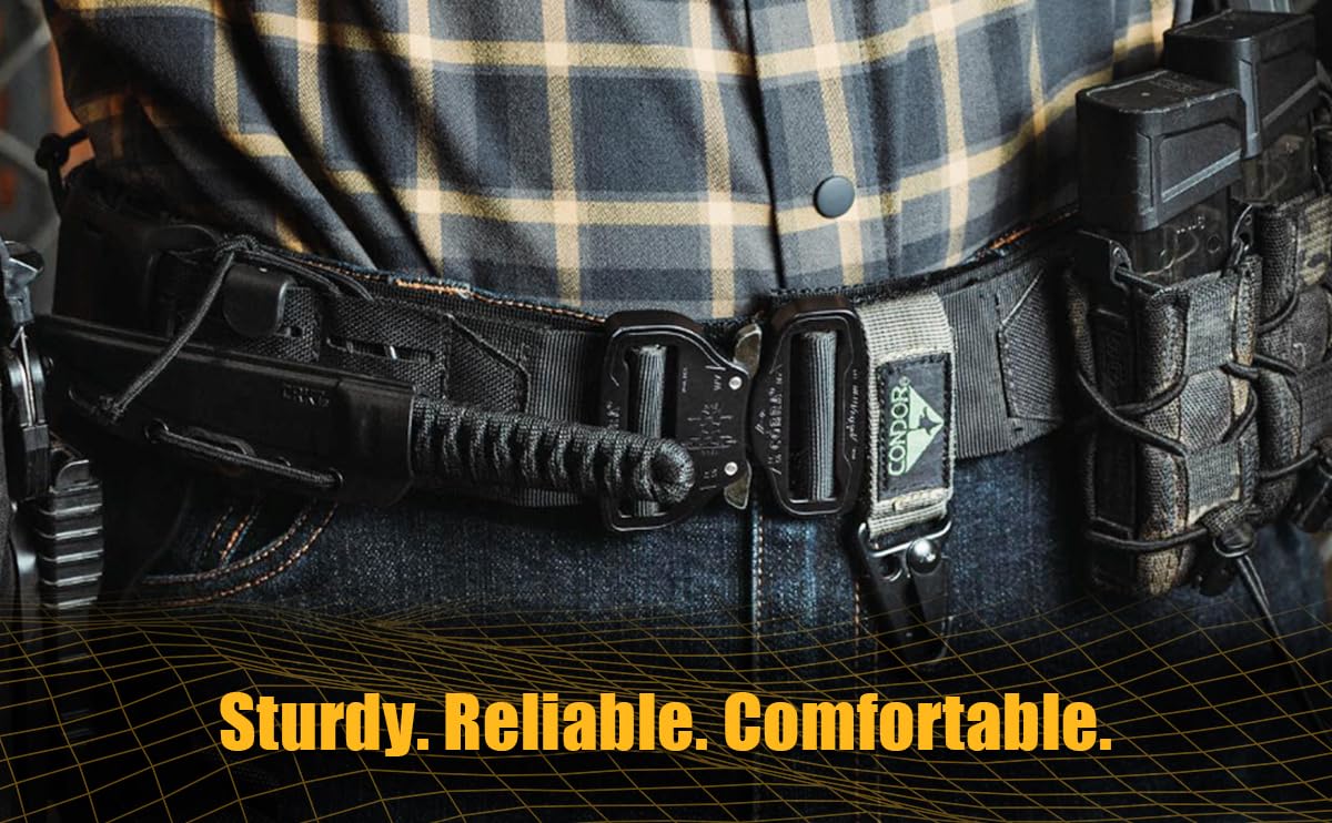 Condor LCS Cobra Gun Belt (Black, Medium/Large: 40.5"-44.5" Long, Waist 34"-36")