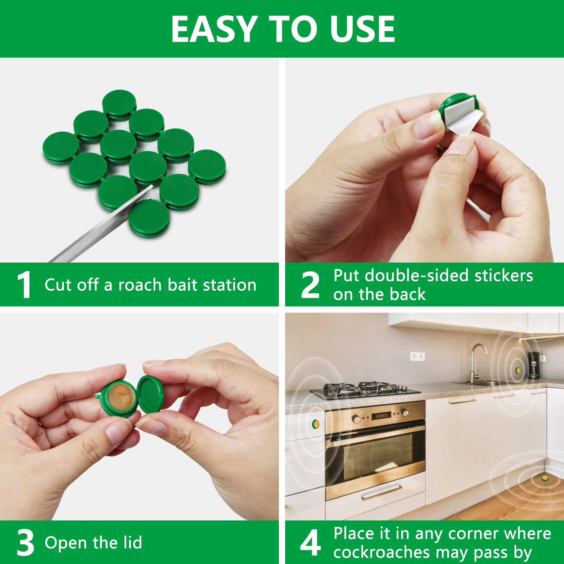 Endbug Roach Killer Indoor Infestation, Roach Bait Gel Roach Traps, Roach Repellent Cockroach Killer Indoor Home for Small Large Cockroaches, Get Rid of Roaches Permanently Indoor/Outdoor - 12PCS