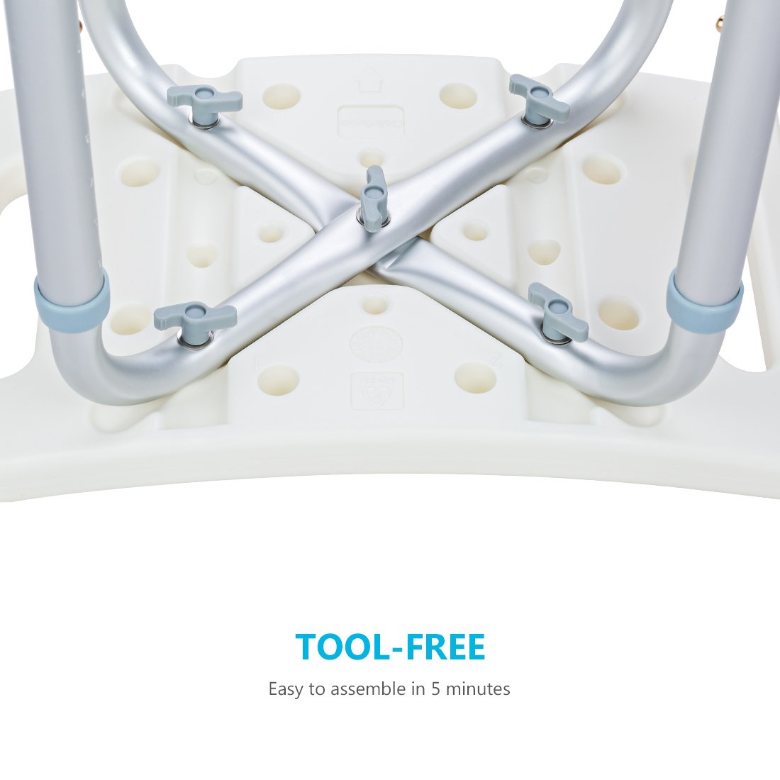 OasisSpace Shower Chair with Back, Heavy Duty Adjustable Shower Seat Stool - Medical Tool Free Anti-Slip Bathtub Seat Bench Lightweight and Durable for Elderly, Senior, Handicap, Disabled