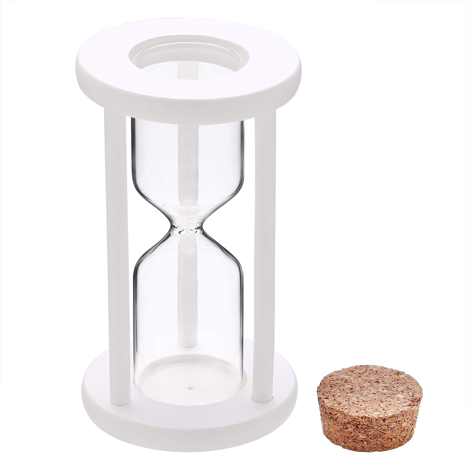Empty Hourglass Sand Timer Set:White Wood Frame Sand Watch, Sand Clock, Reloj De Arena, Large Hour Glass Sandglass DIY Fillable Unity Sand Ceremony Kit for Wedding Home, Desk, Office Decorative¡­