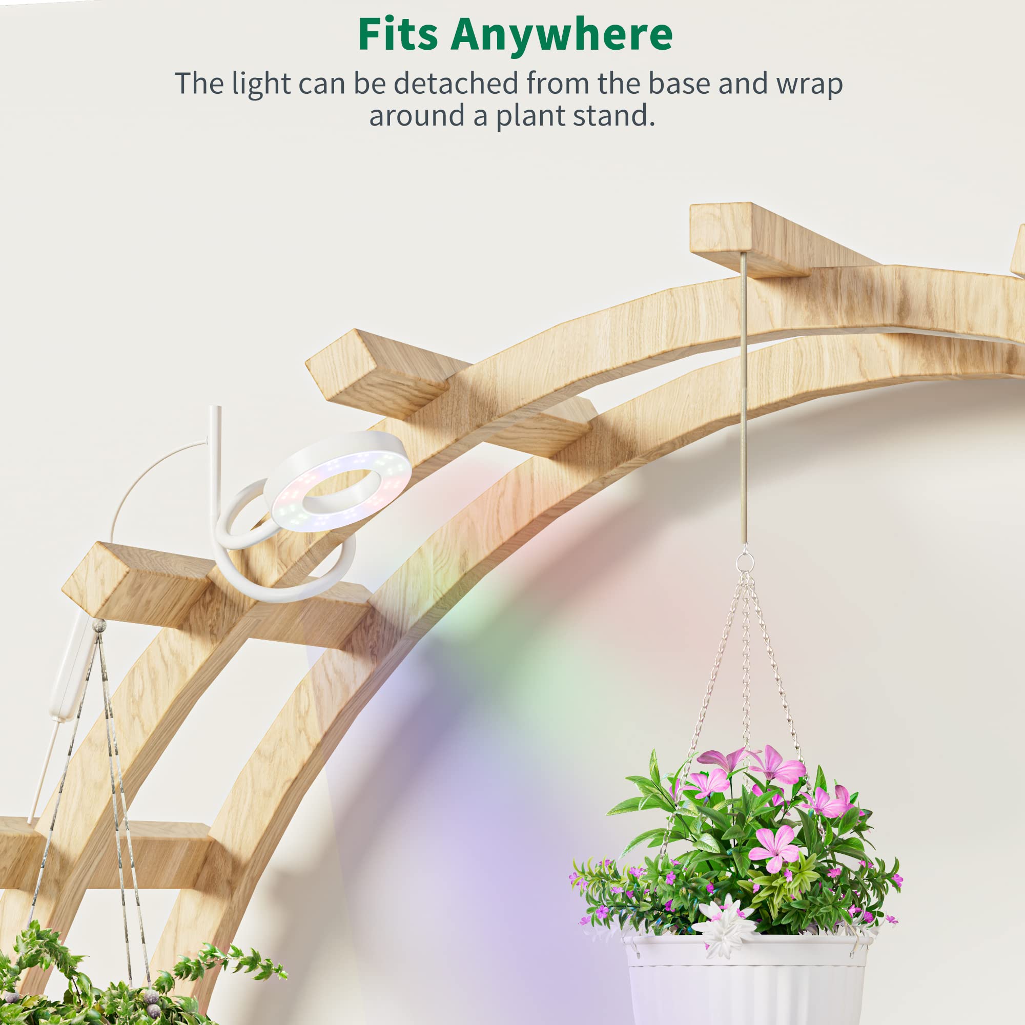 Diivoo Smart Grow Light for Indoor Plant Full Spectrum, Bluetooth LED Growing Lamp for Small Herb Garden, Automatic Timer, Stepless Dimming, Height Adjustable