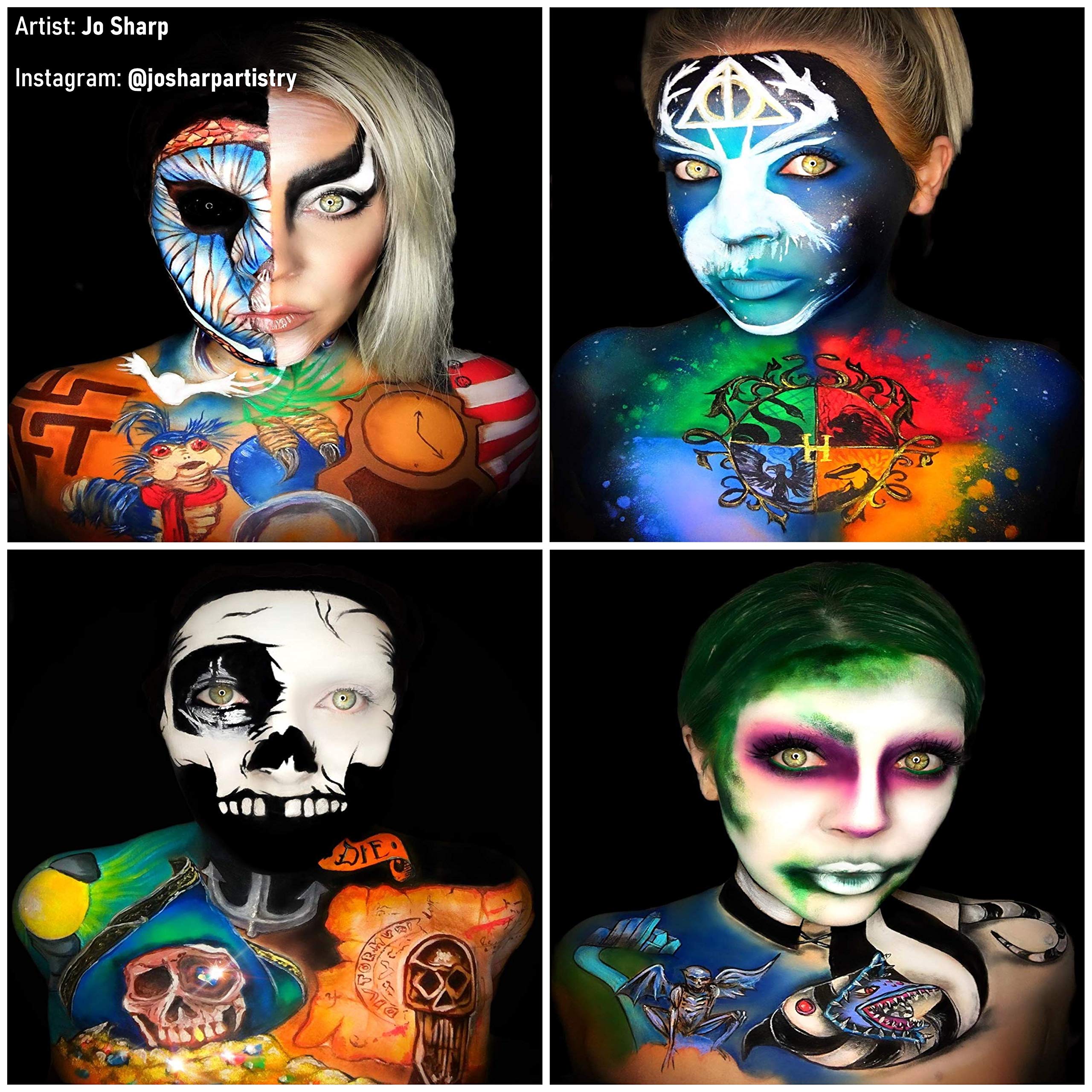 Craft Pro - Kids Face Paint Kit - Vegan + Cruelty Free (Non-Toxic). Includes Guidebook, Applicators, Stencils. Easy ON Easy Off (Water Activated Body Paint)