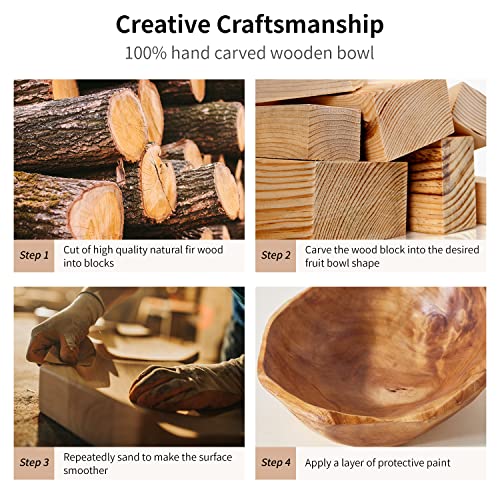 M MIMMU Wooden Fruit Bowl for Decor,Unique Irregular Root Carved Fruit Tray Decorative Plates(8"-10")