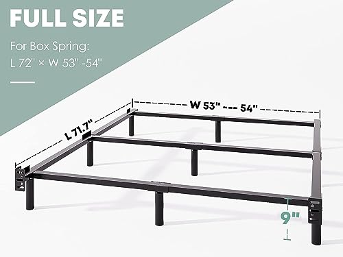 RLDVAY Full-Size Bed-Frame, 9 Inch Metal Bed-Frame-Full for Box Spring, Quick & Easy Assembly, Heavy Duty Full Bed Frame Noise Free, Black