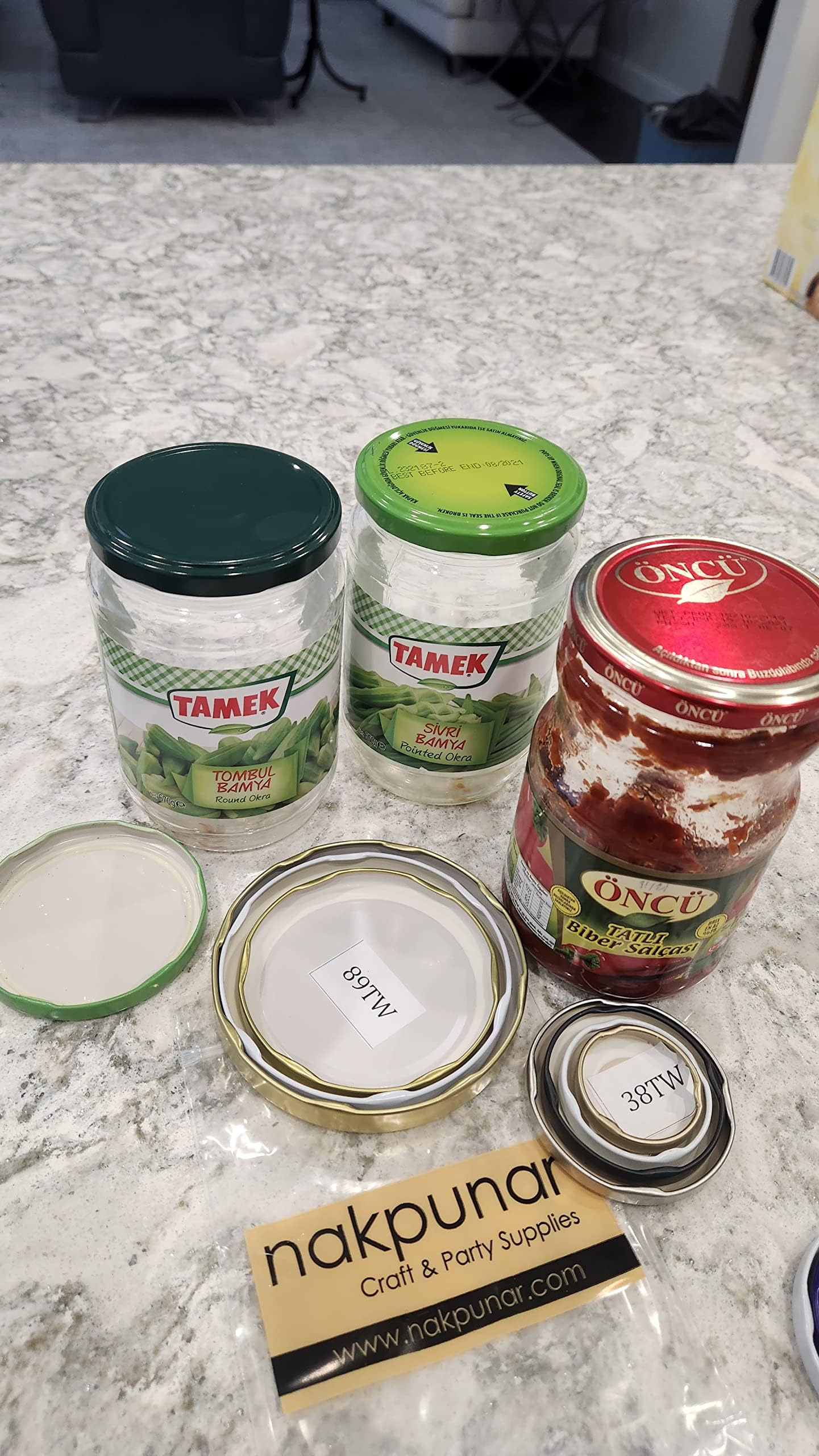 Nakpunar Canning Jar Replacement Lid Sample Set : One from each size 38TW, 43TW, 48TW, 53TW, 58TW, 63TW, 66TW, 70TW, 82TW, 89TW, 100TW and 110TW