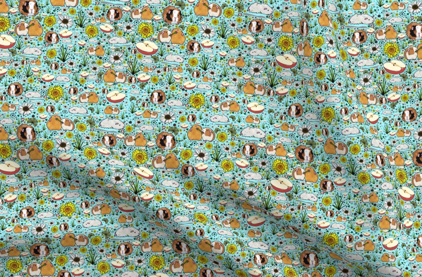 Spoonflower Fabric - Guinea Pigs Blue Pig Cute Cool Printed on Petal Signature Cotton Fabric Fat Quarter - Sewing Quilting Apparel Crafts Decor