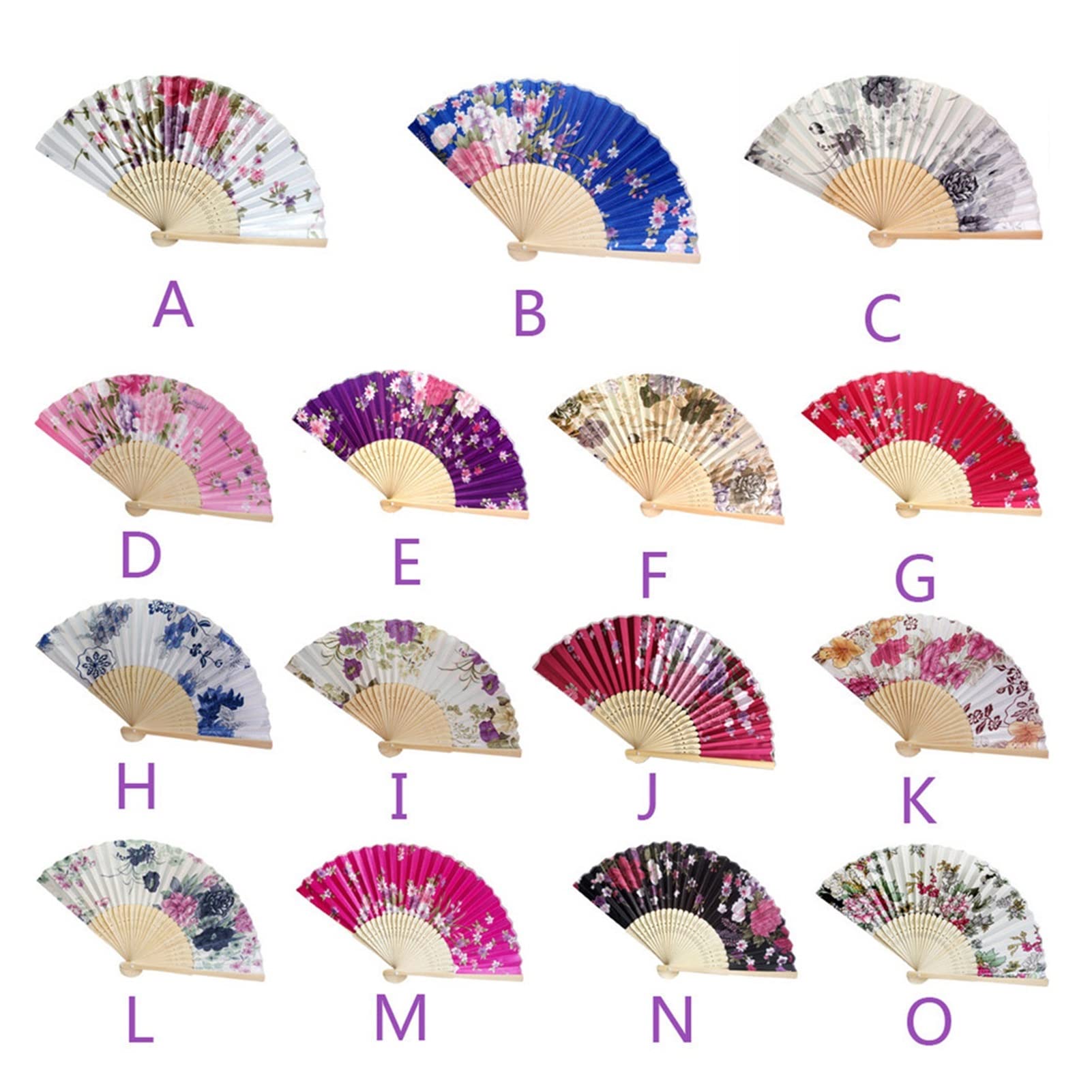 DEDONG Folding Fan Silk Folding Fan Hand-held Flower Fan Folding Fan Hand held (Color : C)