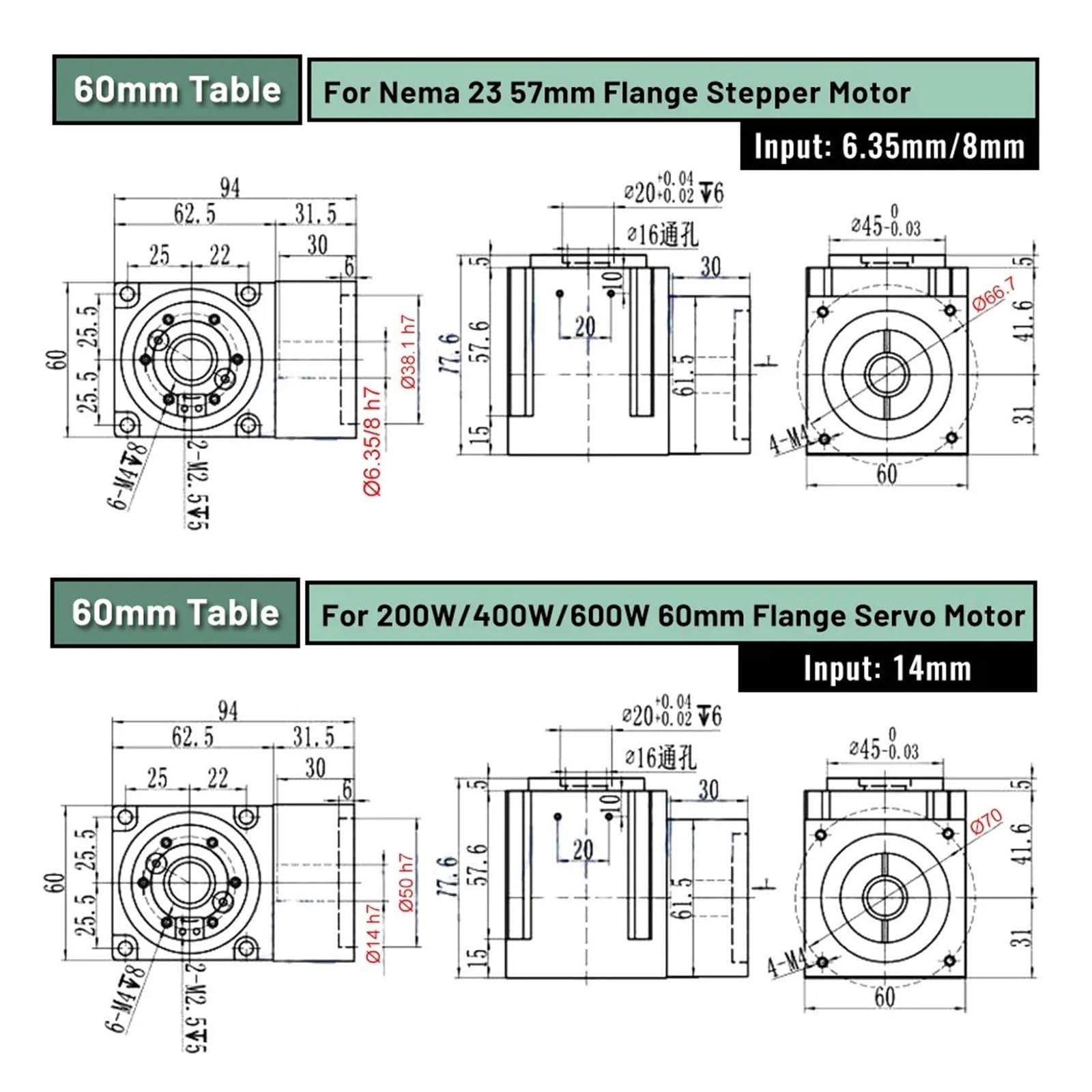KACOME High Load Rounders Hollow Rotary Table Reducers Motorized Rotary Table Indexing Plate Replacements DD Motorized Cam Dividers(60 Table-20kg Load,14mm Input)