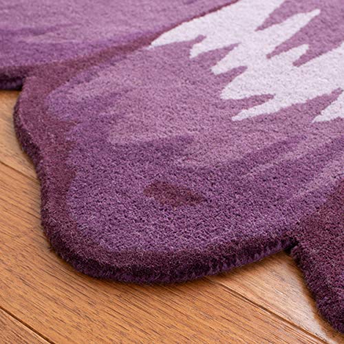 SAFAVIEH Novelty Collection 4' Round Lilac NOV254A Handmade Boho Flower Premium Wool Area Rug