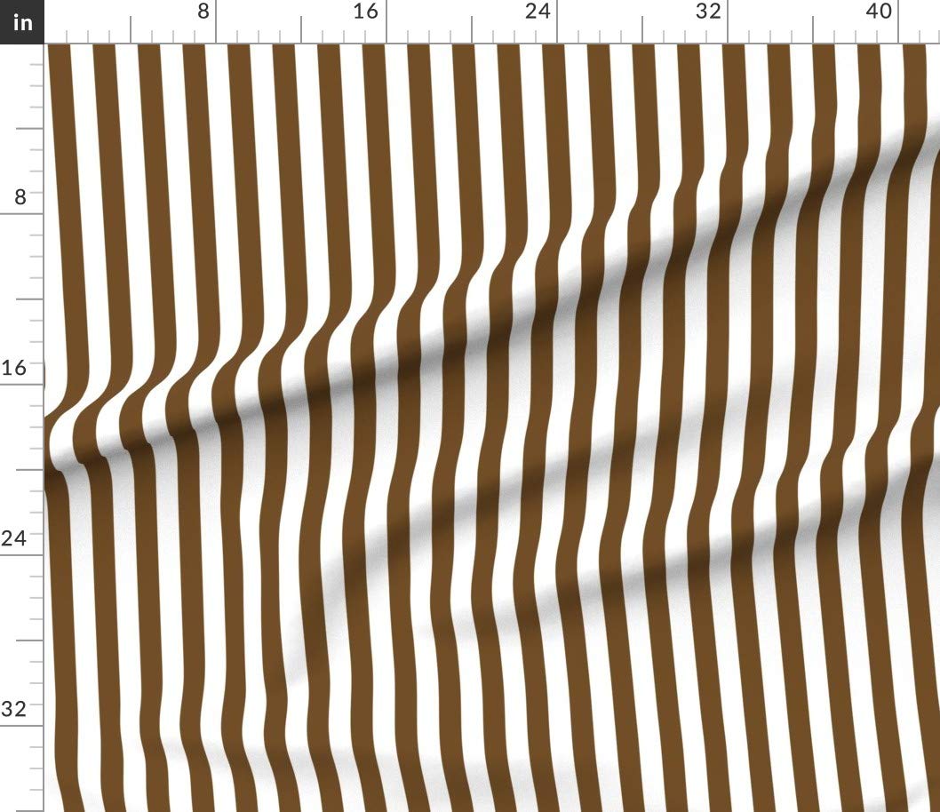 Spoonflower Fabric - Stripes Vertical Dark Brown White Browns Printed on Petal Signature Cotton Fabric Fat Quarter - Sewing Quilting Apparel Crafts Decor