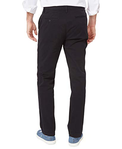 Nautica Men's Classic Fit Flat Front Stretch Solid Chino Deck Pant, True Black, 42W 32L