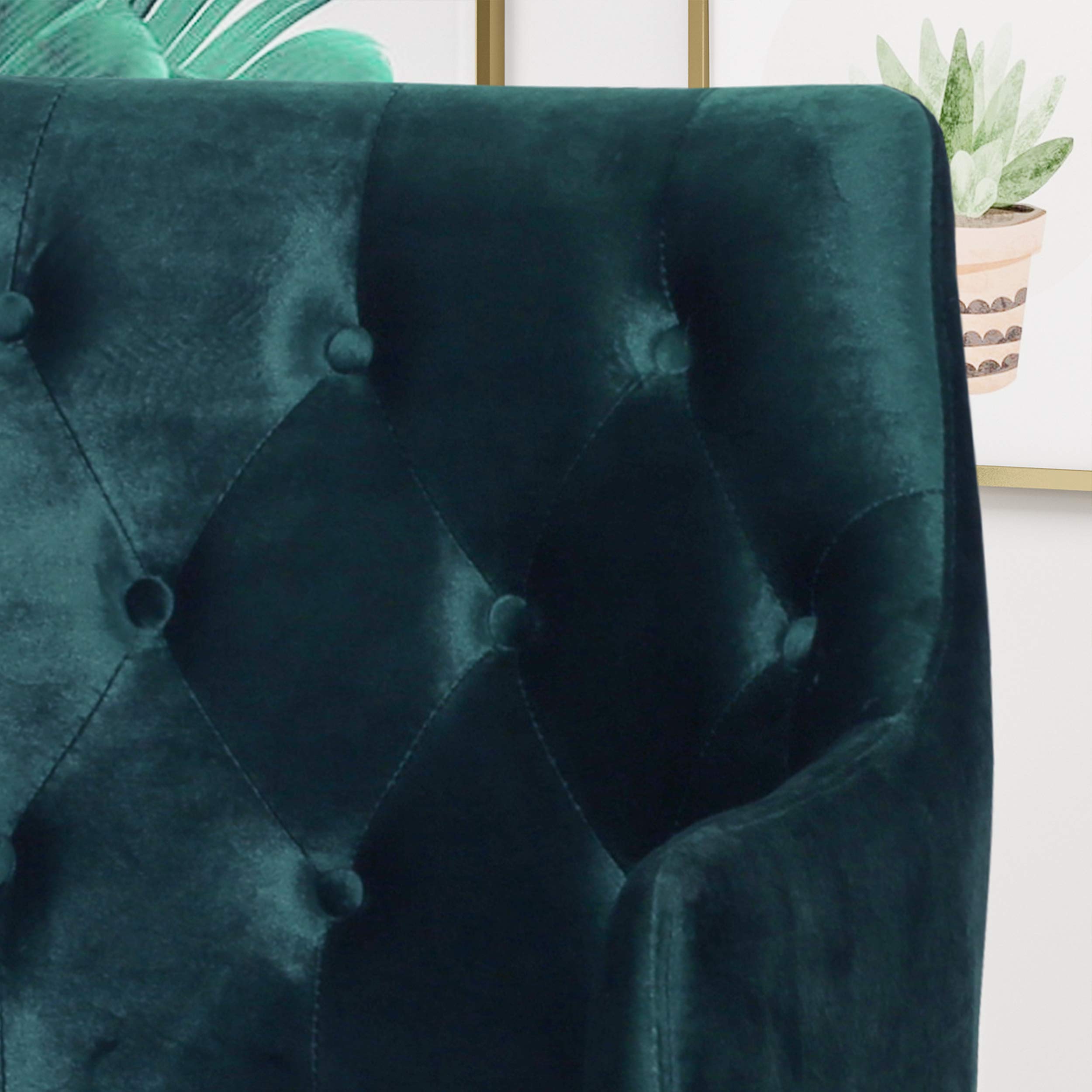 Christopher Knight Home Fern Modern Tufted Glam Accent Chair with Velvet Cushions and U-Shaped Base, Teal Finish, Black, Rose Gold 26D x 26W x 34H in