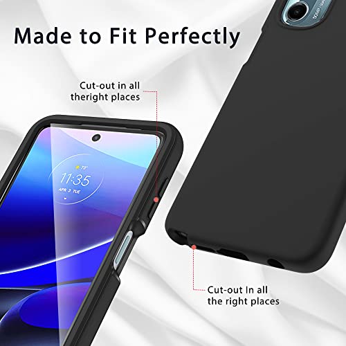 PULEN for Motorola Moto G Stylus 5G 2022 Case with Built-in Screen Protector,Full-Body Shockproof Protective Liquid Silicone Phone Case - Black