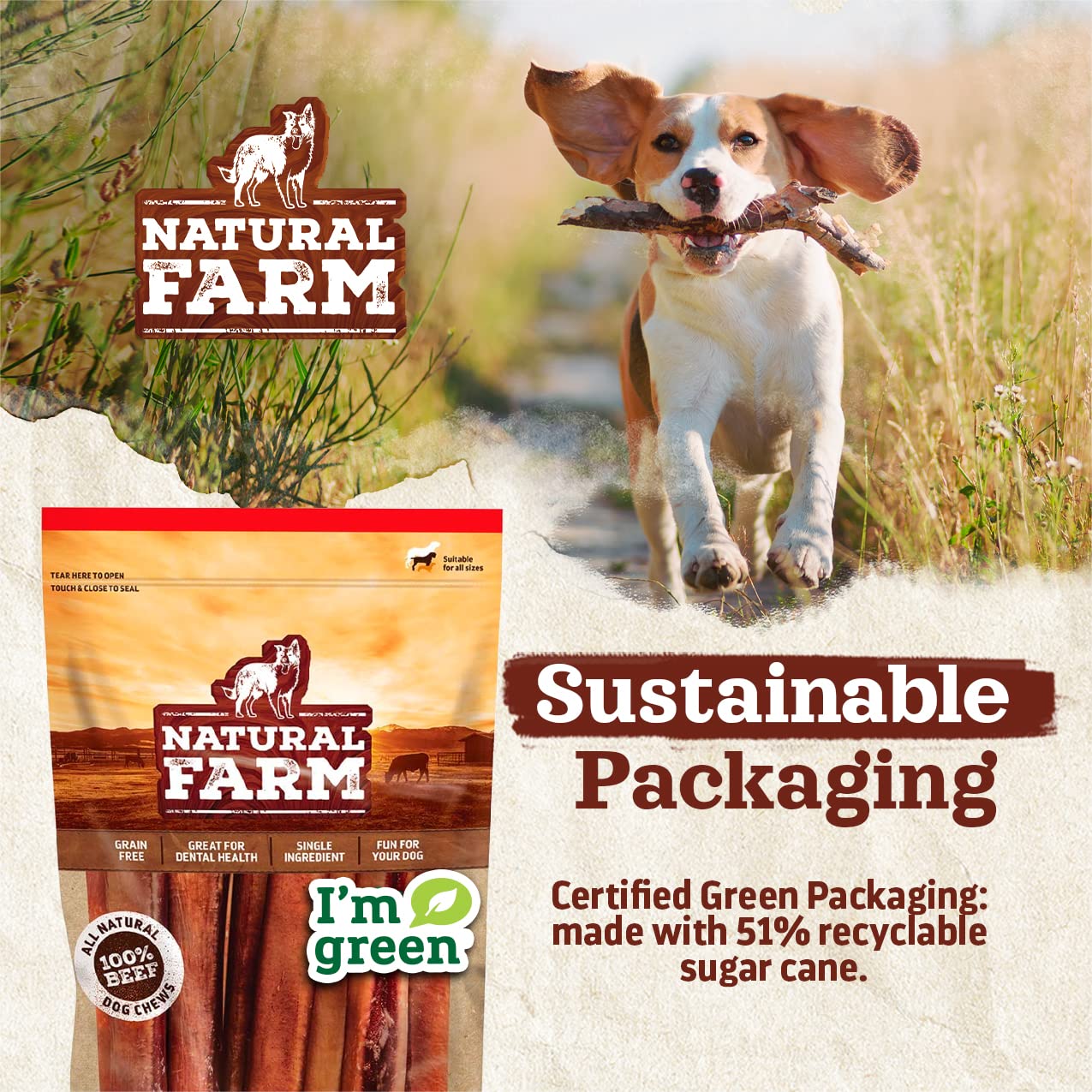 Natural Farm Beef Trachea (12 Inch, 8 Pack), 100% Beef Chews, Natural Glucosamine and Chondroitin for Joint & Hip Mobility, Bone Strength β Low Fat Crunchy & Crispy Treats for All Dogs