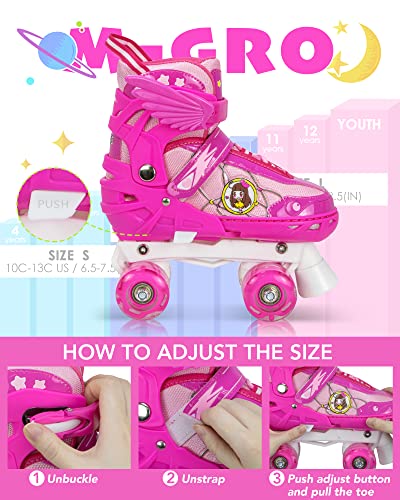 M-GRO Adjustable Skates for Kids, 8-Wheeled Skates for Kids,rollerskates Girl and Boys,Adjustable Size Suitable for Indoor and Outdoor use
