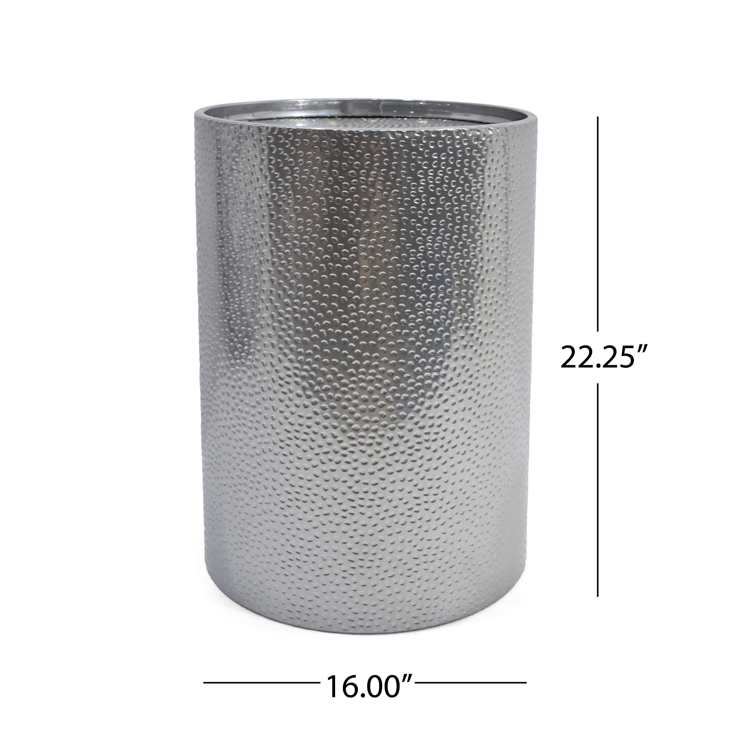 Christopher Knight Home Kaylee Modern Round Hammered Iron Accent Table (2 Pack) -Silver 16 in x 16 in x 22.25 in