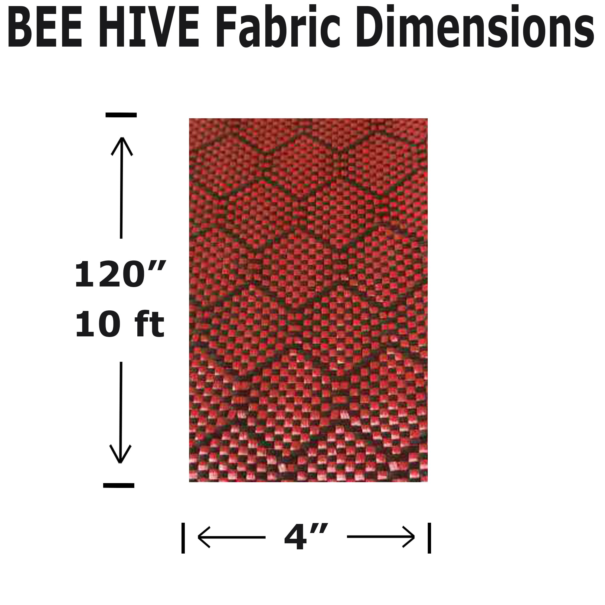 KARBXON - 4 in x 10 ft β Beehive Weave - Carbon Fiber Aramid Fabric - Red - 3K - 240g/meter - Beehive Weave 4β Wide Hemmed Fabric for Repair, DIY Projects (4, 10 ft)