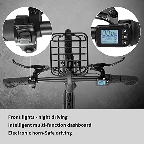 DYU Electric Bike for Adults Foldable 20" Rubber Tire Electric Bicycle with LCD Display, 36V 10AH Battery, 3 Ebike Modes,Adjustable Seat Height