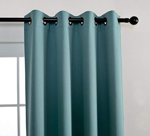 MIUCO Blackout Curtains Room Darkening Curtains Textured Grommet Curtains for Window Treatment 2 Panels 52x63 Inch Long Teal