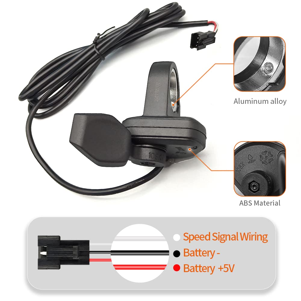 E-Bike Thumb Throttle,108X Left Thumb Throttle Speed Control 3 Pin SM Connector 12V 24V 36V 48V 72V for Electric Scooters and EBike (108X-L SM Plug)