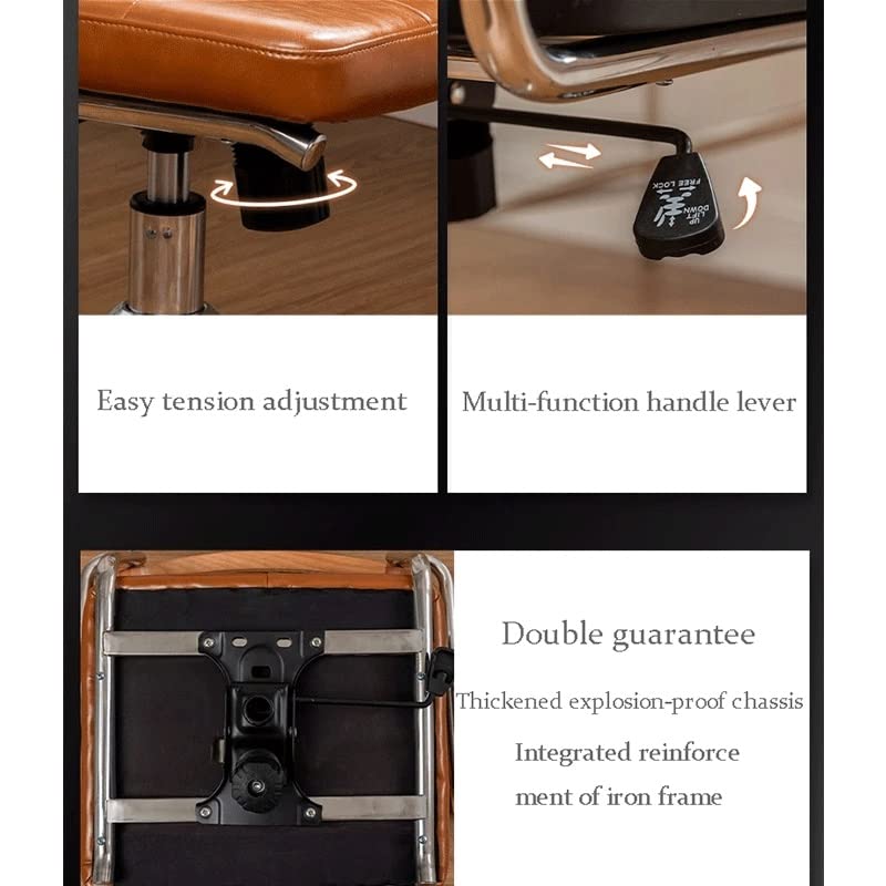 LUKEO Rattan Computer Chair Retro Rotating Chair Comfortable Study Desk Seat Breathable Armrest Office Furniture
