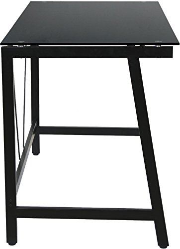 OneSpace Contemporary Glass-Top Desk for Small Spaces, Small Writing Desk, Black
