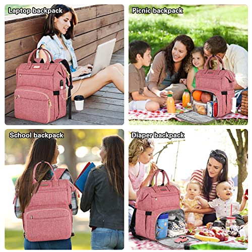 JCDOBEST Lunch Bag Backpack, Insulated Cooler Backpack Lunch Box Laptop Backpack with USB Port for Women Men Fits 15.6 Inch Laptop Blue