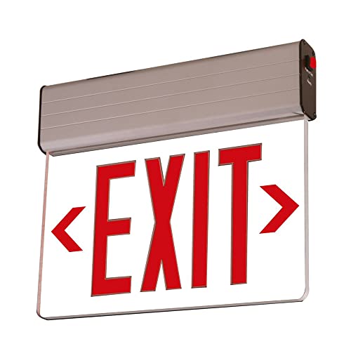 SURE-LITES LED Exit Sign, Aluminum Housing with Clear Lens Panel and Red Letters, Single or Double Sided, AC Only, 120-277V