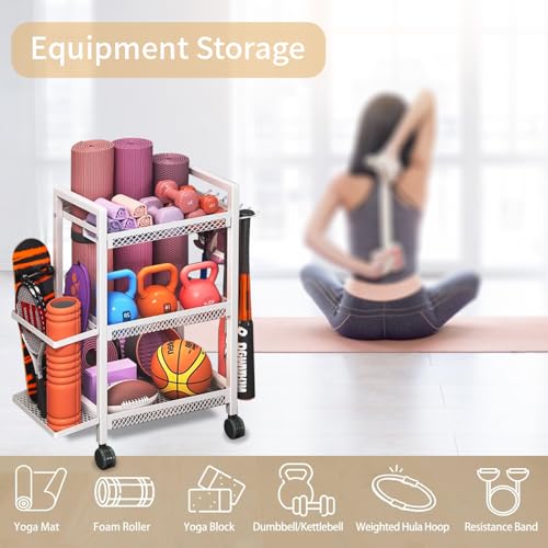 Home Gym Storage Rack, Metal, Dumbbell Rack, Workout Equipment Storage, Yoga Mat Stand, Organizer for Dumbbells, Weights, Kettlebell MK97
