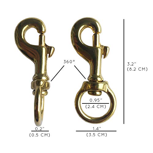 Flag Clips for Rope 4-Pack - Durable 3.2β Bronze Brass Snap Clip with Swivel Eyelet - Best for Flag Poles with Halyard Rope - 4 PCS Flag Pole Clips by Hieno Supplies