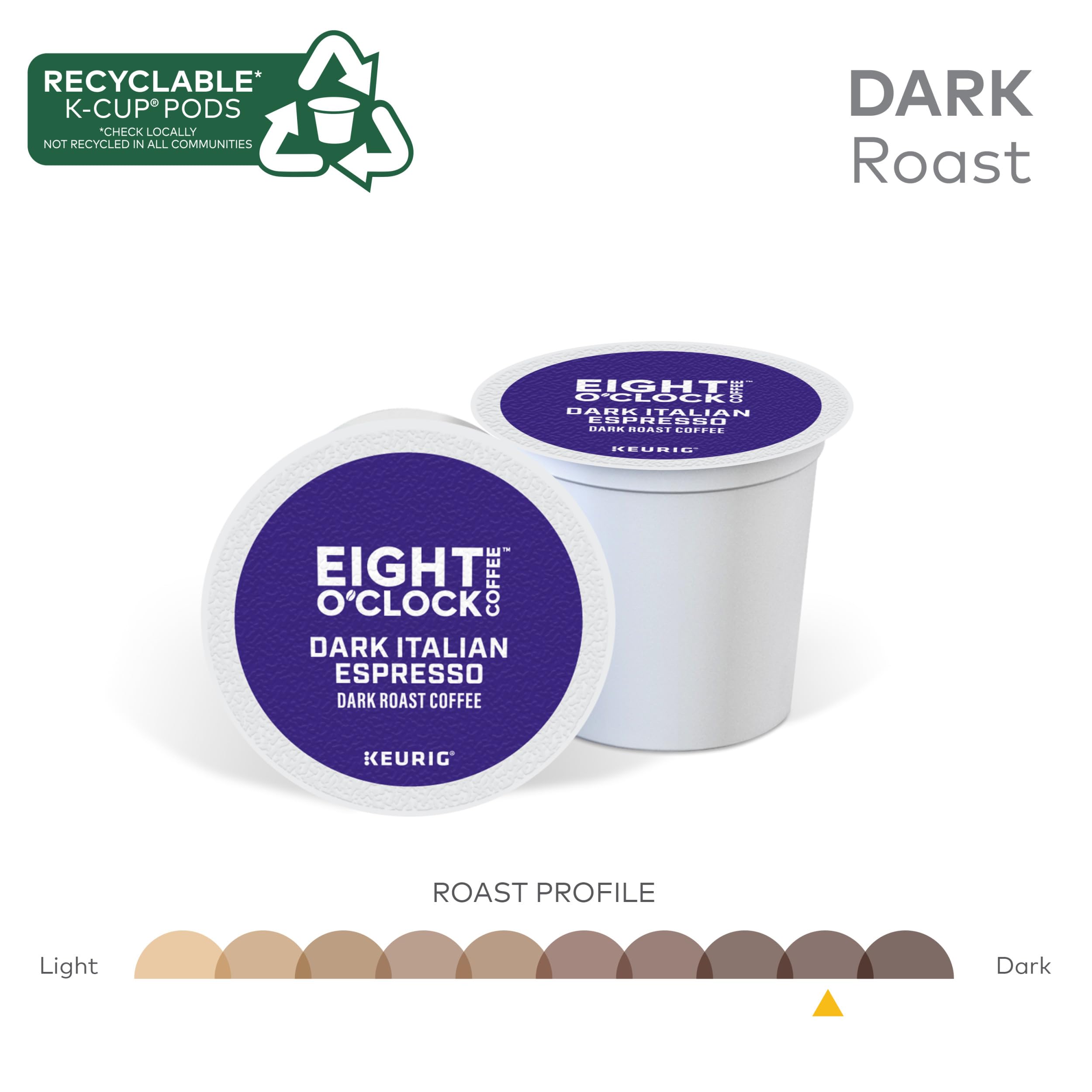 Eight O Clock, Dark Italian Roast, Single-Serve Keurig K-Cup Pods, Dark Roast Coffee, 96 Count (4 Boxes of 24 Pods)